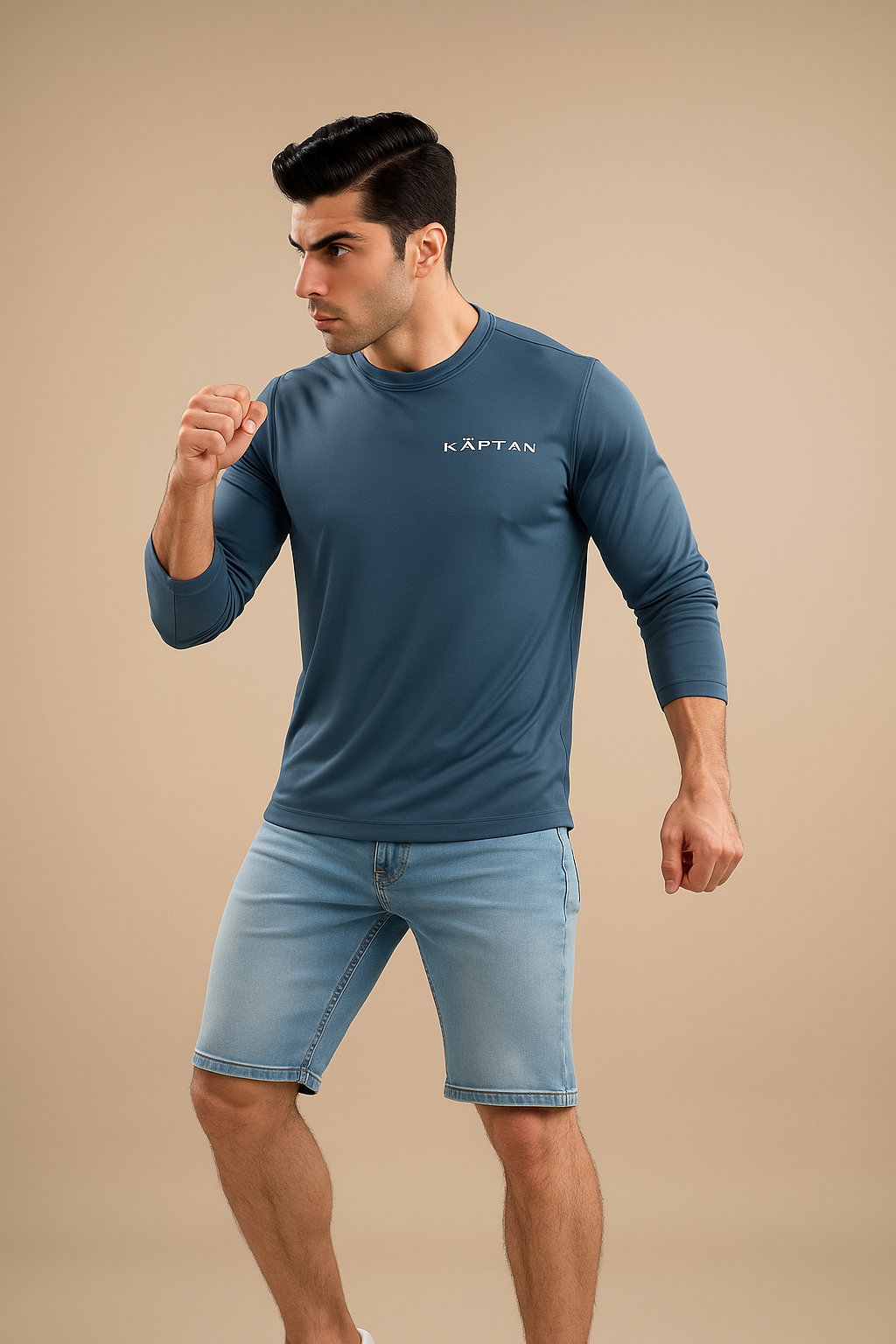 Men Long Sleeve T-Shirt - Teal – kaptan.pk